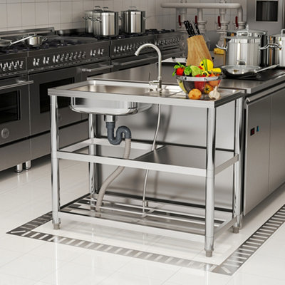 1 Compartment Commercial Floorstanding Stainless Steel Kitchen Sink ...