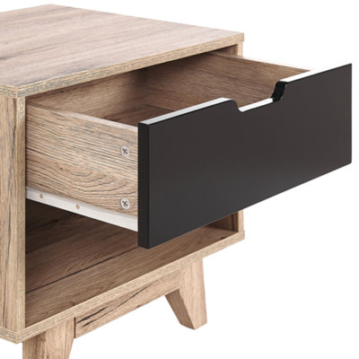 1 Drawer Bedside Table SPENCER Black