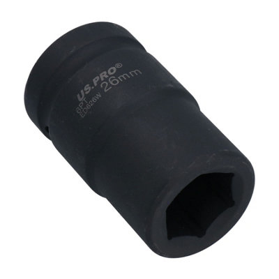 1" Drive 26mm Deep MM Impact Impacted Socket 6 Sided Single Hex