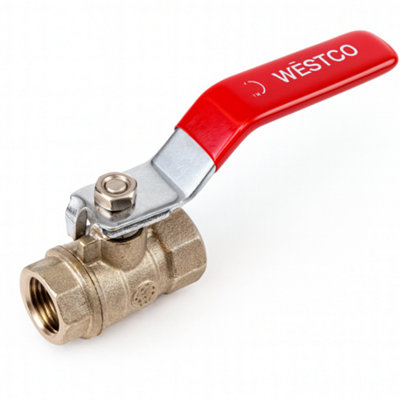 1" Female x Female Lever Ball Valve - Red Handle Brass Isolation Valve