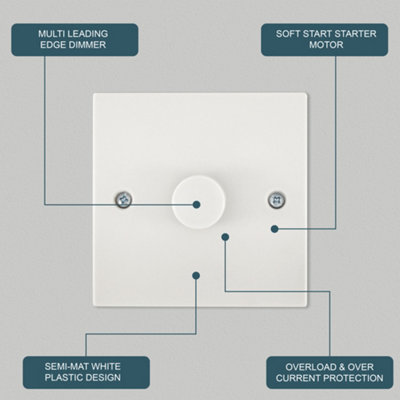 1 Gang 1 Way Dimmer Switch 400W - White