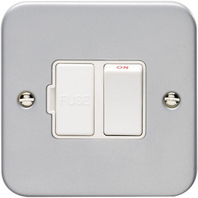 1 Gang 13A Switched Fuse Spur HEAVY DUTY METAL CLAD Metal Rocker Mains ...