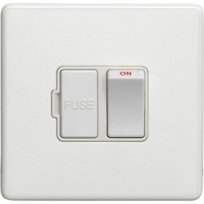 1 Gang 13A Switched Fuse Spur SCREWLESS MATT WHITE Rocker Mains ...