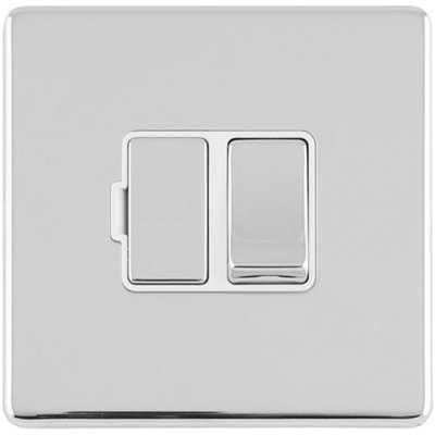 1 Gang 13A Switched Fuse Spur SCREWLESS POLISHED CHROME Mains Isolation ...