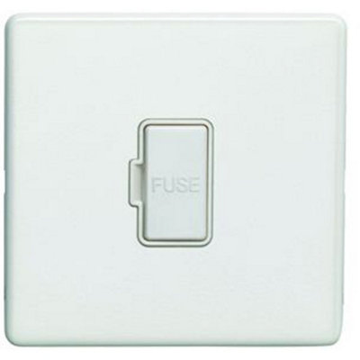 1 GANG 13A UNSWITCHED FUSE SPUR SCREWLESS MATT WHITE ROCKER MAINS ISOLATION