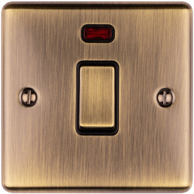 1 Gang 20A Single Light Switch & Neon - ANTIQUE BRASS & BLACK TRIM 2 ...