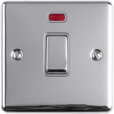 1 Gang 20A Single Light Switch & Neon - POLISHED CHROME & GREY TRIM 2 ...