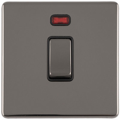 1 Gang 20A Single Light Switch & Neon SCREWLESS BLACK NICKEL 2 Way ...