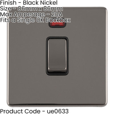 1 Gang 20A Single Light Switch & Neon SCREWLESS BLACK NICKEL 2 Way ...