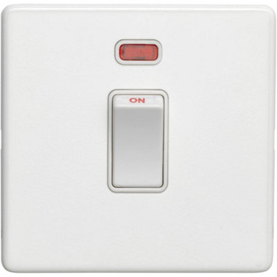 1 Gang 20A Single Light Switch & Neon SCREWLESS MATT WHITE 2 Way Rocker ...