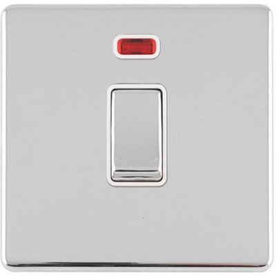 1 Gang 20A Single Light Switch Neon SCREWLESS POLISHED CHROME 2 Way ...