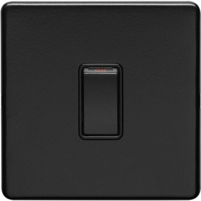 1 Gang 20A Single Light Switch SCREWLESS MATT BLACK 2 Way Slim Rocker Plate