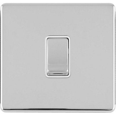1 Gang 20A Single Light Switch SCREWLESS POLISHED CHROME 2 Way Slim ...