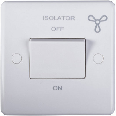 1 Gang 6A Extractor Fan Isolator Switch WHITE PLASTIC 3 Pole Shower ...