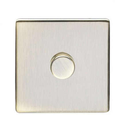 1 Gang Rotary Dimmer Switch 2 Way LED SCREWLESS ANTIQUE BRASS Light ...