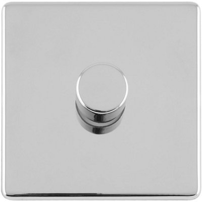 1 Gang Rotary Dimmer Switch 2 Way LED SCREWLESS POLISHED CHROME Light ...