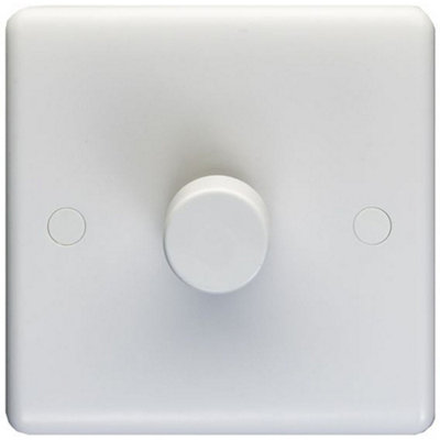 1 Gang Single 400W LED 2 Way Rotary Dimmer Switch WHITE Light Dimming ...