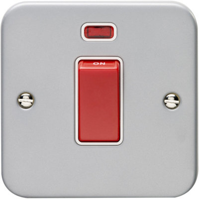 1 Gang Single 45A Cooker Switch & Neon HEAVY DUTY METAL CLAD DP ...