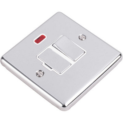 1 Gang Single 45A Cooker Switch & Neon - POLISHED CHROME & WHITE TRIM ...