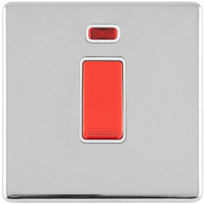 1 Gang Single 45A DP Cooker Switch & Neon SCREWLESS POLISHED CHROME ...