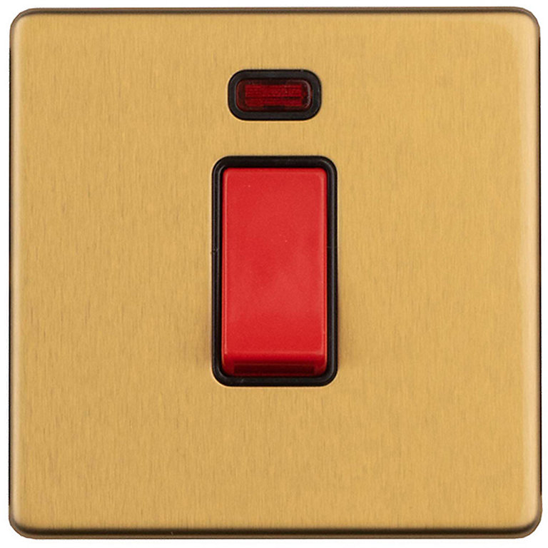 1 Gang Single 45A DP Cooker Switch & Neon SCREWLESS SATIN BRASS Slim ... 1 Gang Single 45A DP Cooker Switch & Neon SCREWLESS SATIN BRASS Slim ...