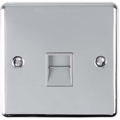1 Gang Single BT Telephone Master Socket CHROME & GREY Wall Outlet Face ...