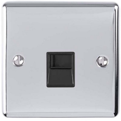 1 Gang Single BT Telephone Master Socket POLISHED CHROME Wall Outlet ...
