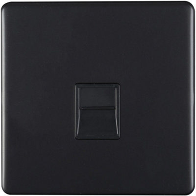 1 Gang Single BT Telephone Master Socket SCREWLESS MATT BLACK Wall Face ...