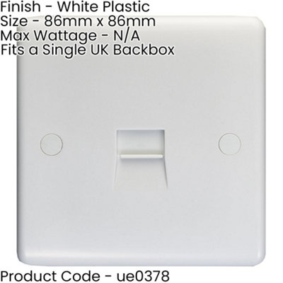 1 Gang Single BT Telephone Master Socket WHITE PLASTIC Wall Outlet Face ...