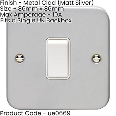 1 Gang Single Light Switch 2 Way 10A HEAVY DUTY METAL CLAD - White Trim ...