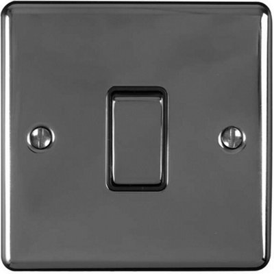 1 Gang Single Light Switch BLACK NICKEL 2 Way 10A Black Trim & Metal ...