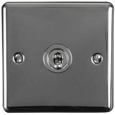 1 Gang Single Retro Toggle Light Switch BLACK NICKEL 10A 2 Way Lever ...
