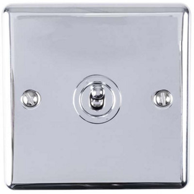 1 Gang Single Retro Toggle Light Switch POLISHED CHROME 10A 2 Way Lever ...