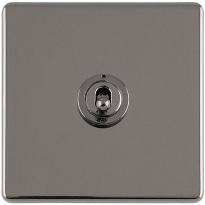 1 Gang Single Retro Toggle Light Switch SCREWLESS BLACK NICKEL 10A 2 ...