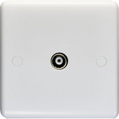 1 Gang Single TV Aerial Wall Face Plate - WHITE Female Coaxial Socket ...