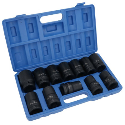 1 in Drive Double Deep Metric Sockets Single Hex 6 Sided 12pc | DIY at B&Q