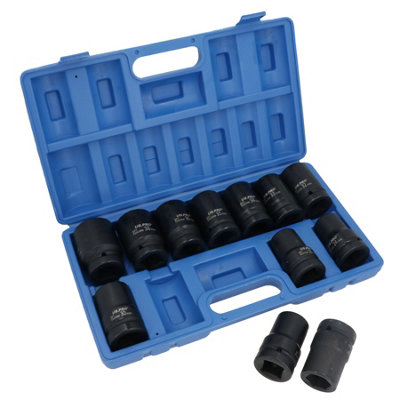 1 in Drive Double Deep Metric Sockets Single Hex 6 Sided 12pc