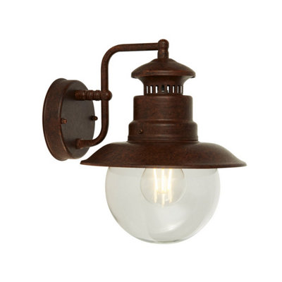 1 Light Rustic Brown Finish Outdoor Home Wall Porch Light Clear Glass ...