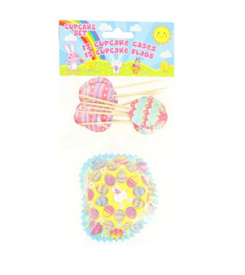 1 Pack of Easter Cupcake Cases & Picks 24 Piece Easter Egg Cake Cases ...
