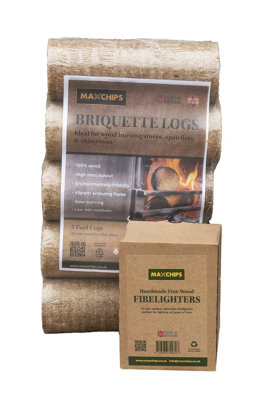 1 Pack of Maxchips Briquette Logs and 1 Box of Firelighters. (Delivery Included)