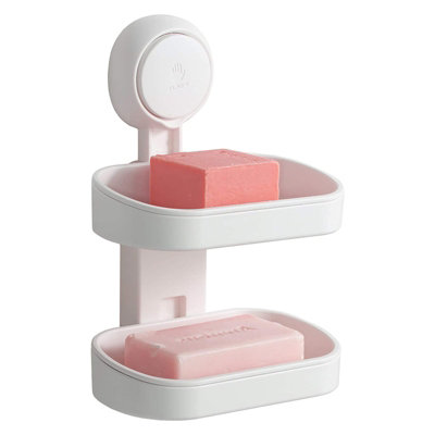 1 Pack Storage shelf, wall-mounted suction cup soap dish, double layer ...