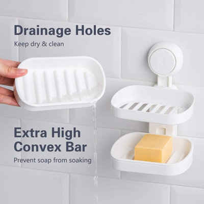 1 Pack Storage shelf, wall-mounted suction cup soap dish, double layer ...