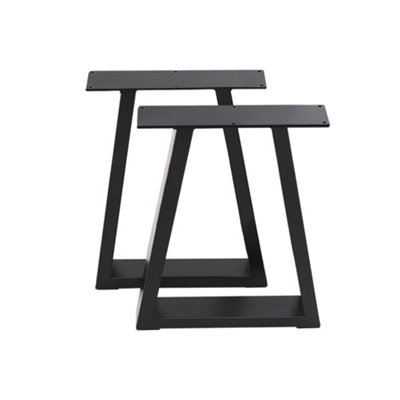 1 Pair Black Trapezoid Metal Table Legs H 90 cm
