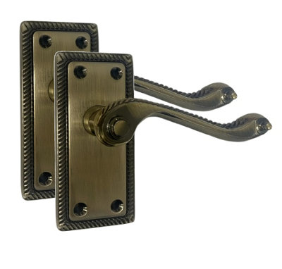 1 Pair Georgian Latch Internal Handle Antqiue Brass Finish 107 x 48mm ...