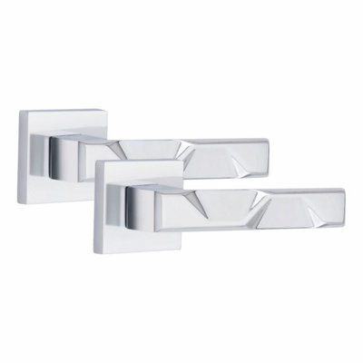 1 Pair Modern Nova Design Polished Chrome Premium Door Handles Square ...