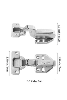 1 Pair of 110 Degree Soft Close Hinges for Half Overlay Cabinet Doors ...