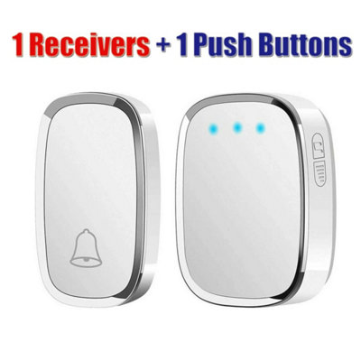 1 Receivers + 1 Push buttons Waterproof Wireless Doorbell Kit Plug In ...