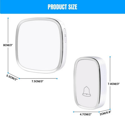 1 Receivers + 1 Push buttons Waterproof Wireless Doorbell Kit Plug In ...
