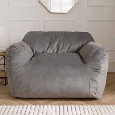 1 Seater Sofa Couch Lounge Chair Matte Velvet Filled Self Expanding Pouffe