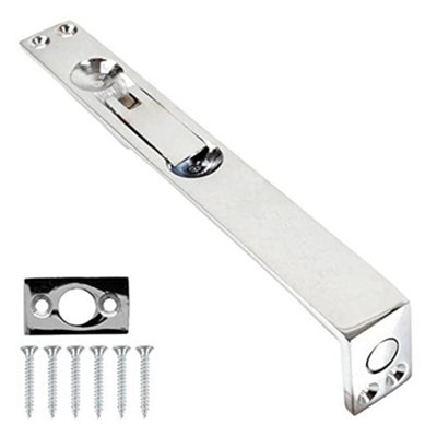 1 Set Door Flush Bot Polished Chrome Finish Lever Action with Screws ...